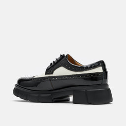 Ms. Alexander Black/White Patent Leather Lug Wingtip Derby