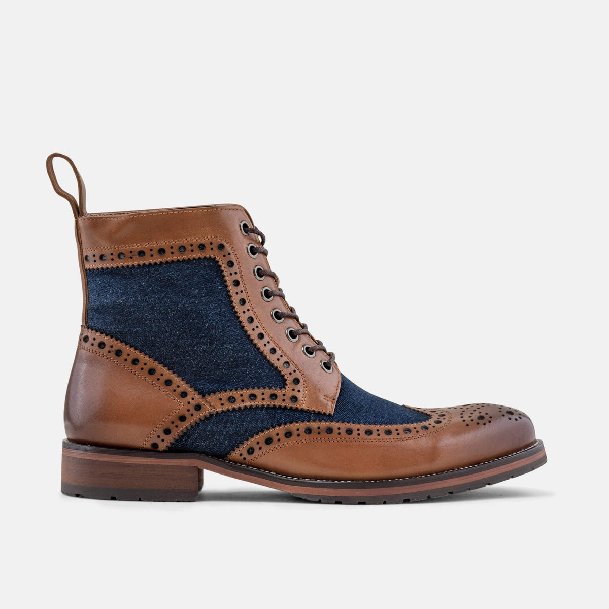 Belmont Denim Wingtip Combat Boots - Marc Nolan