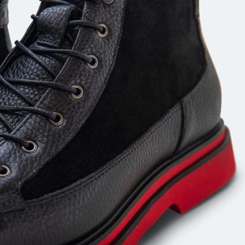 Aiden Black Leather Combat Boots - Marc Nolan