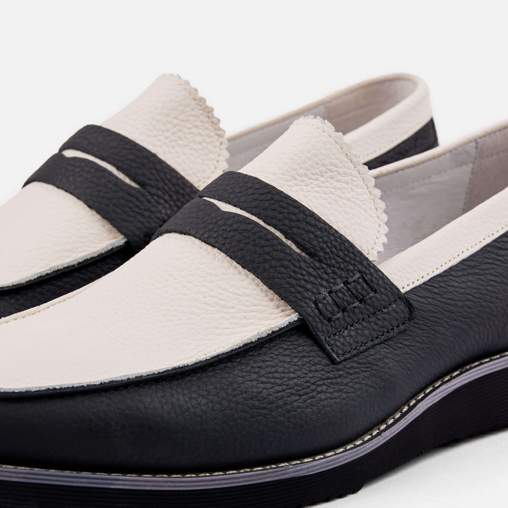 Calum White Leather Penny Loafers - Marc Nolan