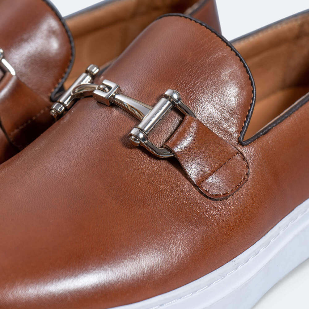 Boardwalk Mahogany Leather Horse-Bit Sneakers - Marc Nolan