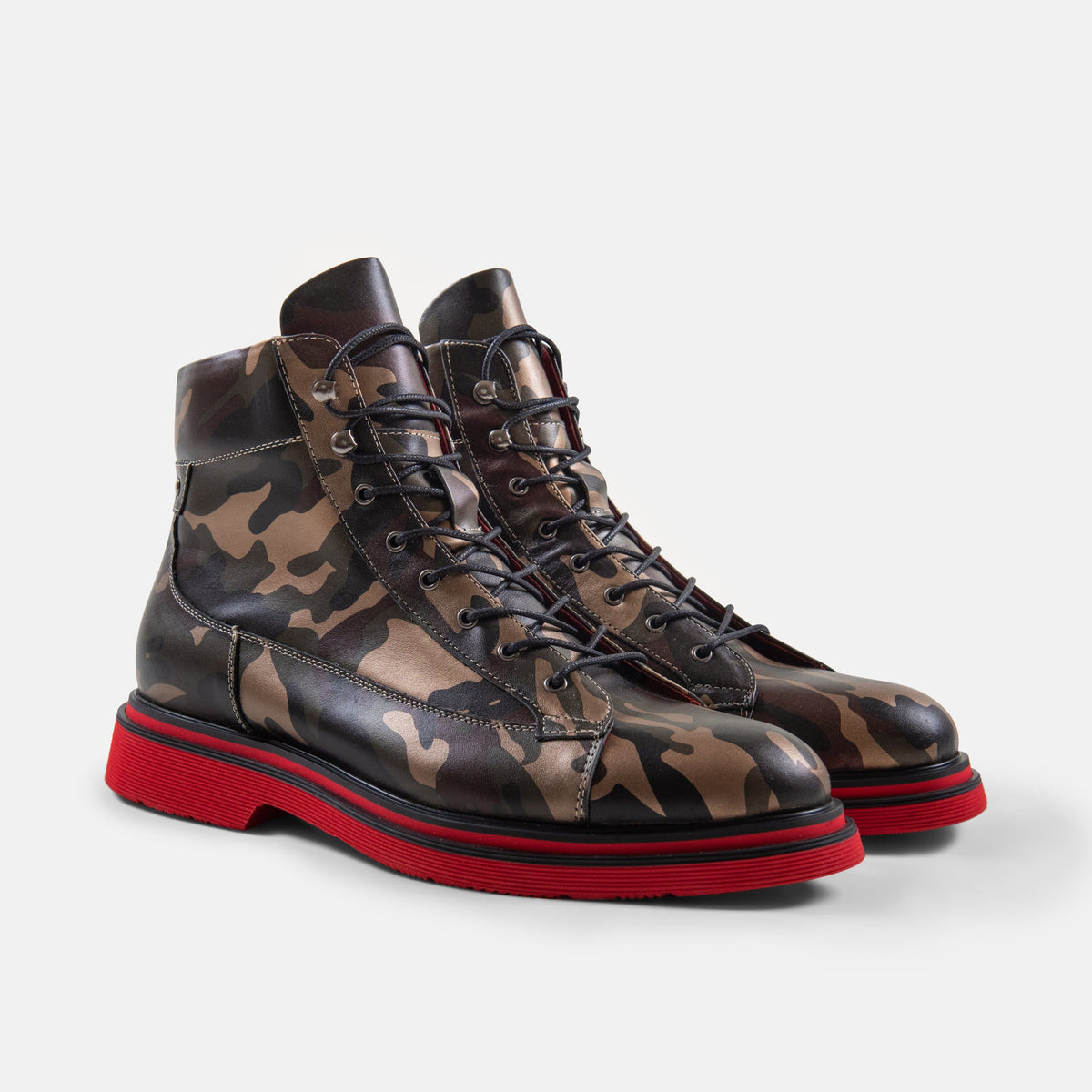 Aiden Camo Leather Combat Boots - Marc Nolan
